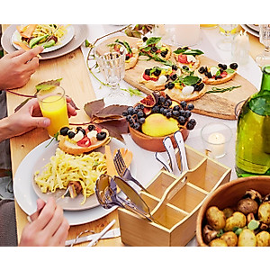 APRTAT Bamboo Flatware Utensil Caddy,Utensil Holder For Outdoor Picnic, Kitchen Storage-Holds Silverware, Forks, Knives, Spoons And Other Utensils | Size-8.03 L x 5.43 W X 4.73 H in