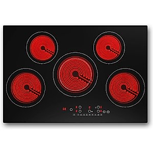 VBGK Electric cooktop 30 inch, 5 burner Electric Stove Built-in and Countertop Electric Stove Top, LED Touch Screen,9 Heating Level, Timer & Kid Safety Lock, 240V 30 inch Electric cooktop