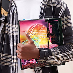 Mead Trapper Keeper Binder, Retro Design, 1 Inch Binder Includes 2 Folders and Extra Pocket, Metal Rings and Spring Clip, Secure Storage, Glow, Mead School Supplies (260038FM-ECM)