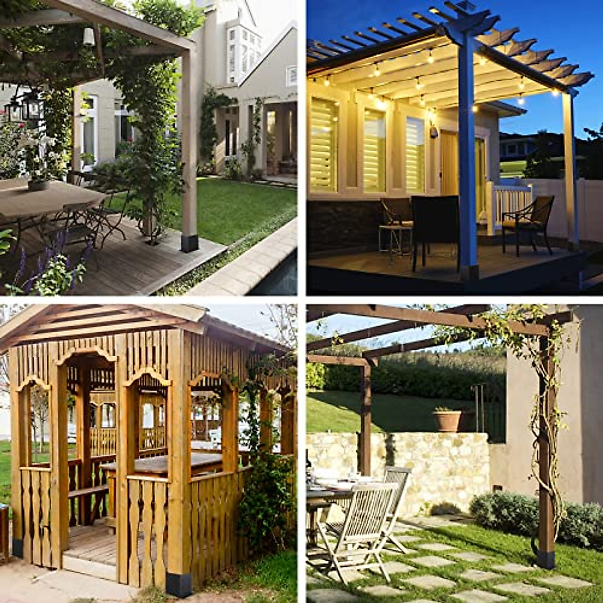 6x6 Post Base 2 Pcs, (Inner Size 5.6x5.6) Post Brackets Kit, Heavy Duty Black Metal Powder-Coated Post Anchor Outdoor Framing Module Fit for Support Deck Base Plate Pergola Brackets Fence Kit……