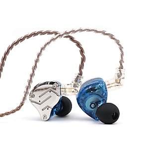 Linsoul KZ ZS10 Pro 4BA+1DD 5 Driver in-Ear HiFi Metal Earphones with Stainless Steel Faceplate, 2 Pin Detachable Cable (with Mic, Blue)
