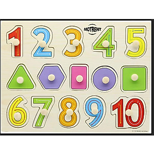 Motrent Wooden Jigsaw Peg Puzzle Board Toy Number Educational and Learning Puzzles Toy