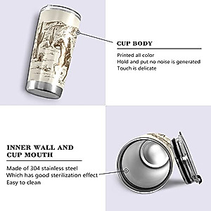 WELLDAY Western Desert Cowboy Stainless Steel Tumbler Cup with Straw & Lid Double Wall Vacuum Insulated Travel Mug Hot Cold Water Bottle Coffee Drinks Cup 20oz