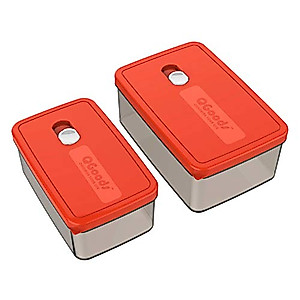QG 68 & 40oz Rectangular Plastic Food Storage Containers with Lids BPA Free - 2 Pieces Red