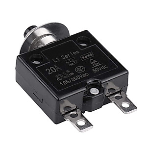 Aramox 5 A / 8 A / 10 A / 15 A / 18 A / 20 A / 30 A Thermal Switch Reset, Current Overload Device Circuit Breaker Manual Reset Circuit Breaker Overcurrent Protector(20A)