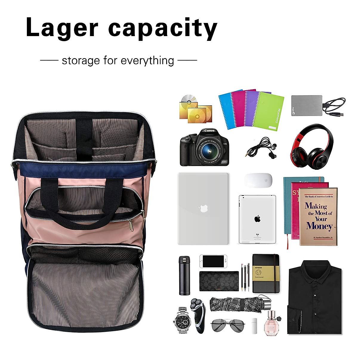 Hap Tim Laptop Backpack, Travel Backpack for Women, Pink Work Backpack (7651-BP)