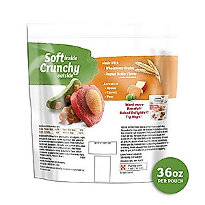 Purina Beneful Made in USA Facilities Dog Training Treats, Baked Delights Snackers - (4) 36 Oz. Pouches