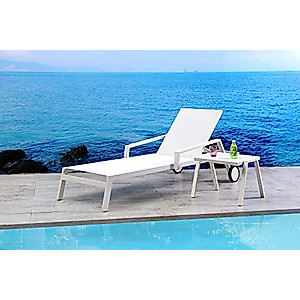 Whiteline Modern Outdoor Living White Bondi Contemporary Outdoor Chaise, 2 Piece Set