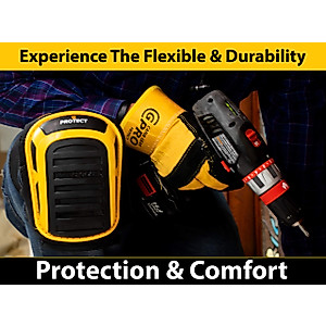 Knee Pads For Men Work Heavy Duty Pad Design For Construction Tiling Gardening Flooring install Extra Gel and Cushion Support Long Kneeling Anti-Slip Stretchable Thigh Straps Bonus:Safety Glasses & Gloves