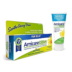 Boiron Arnicare Cream for Relief of Joint Pain, Muscle Pain, Muscle Soreness, and Swelling from Bruises or Injury - Fast Absorbing - 2.5 oz (Horizontal)