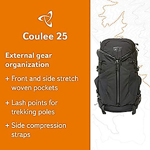 Mystery Ranch Coulee 25 Backpack - Daypack Built-in Hydration Sleeve, Black, L/XL
