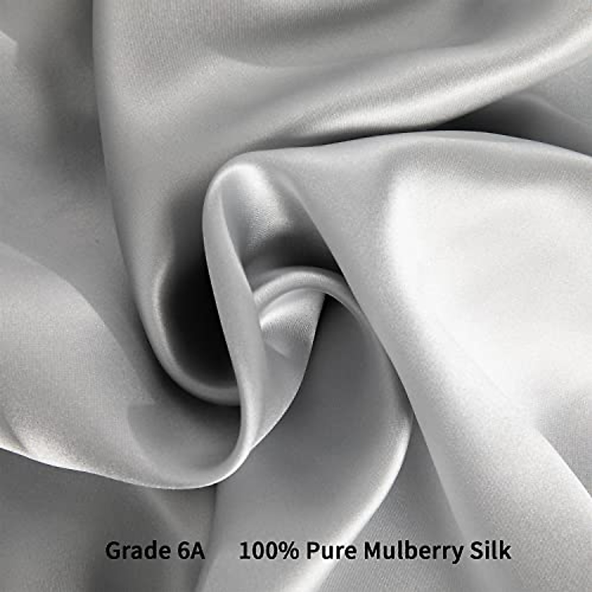 AsoHomx Silk Pillowcase for Hair and Skin,Both Sides 22MM 100% Mulberry Silk Bed Pillow Case with Hidden Zipper,Soft Smooth & Cooling Silk Pillow Cover,1pc(Queen20''x30'', Silver Grey)