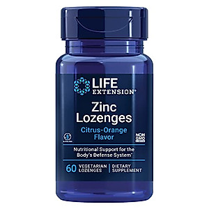 Life Extension Zinc Lozenges – Citrus-Orange Flavor – For Healthy Protein Synthesis & Immune Health - Inflammation Management Supplement - Gluten-Free, Non-GMO – 60 Vegetarian Lozenges