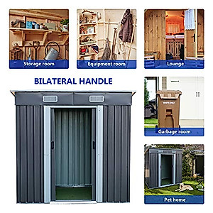 BAHOM Metal Outdoor Storage Shed 6X3.5 FT, Tool Shed Storage House with Sliding Door, Garden Tools Organizer with Vent, for Bike, Garbage Station, Utility, Lawn Backyard, Patio, Two Packages