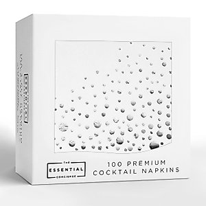 Stylish 5x5 Inch Silver Napkins - 100 Pack of White and Silver Cocktail Napkins - Disposable 3 Ply Beverage Napkins or Dessert Napkins - White Party Napkins for Wedding Napkins for Reception…