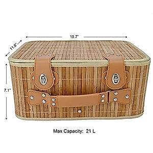 Picnic Basket for 2 with Waterproof Blanket and Insulated Wine Pouch 18Pcs Picnic Basket Set Hamper with Full Cutlery Kit for Two, Family,Couple,Camping,Outdoor,Valentine Day,Wedding Gift, Birthday