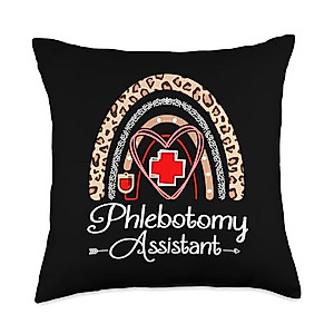 Phlebotomy Assistant Oct Phlebotomy Assistant Boho Rainbow Funny Phlebotomist Throw Pillow, 18x18, Multicolor