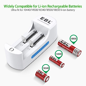 EBL Universal Battery Charger Speedy Smart Lithium Charger for 3.7V Rechargeable Batteries Li-ion IMR 10440 14500 16340 18650 RCR123A Batteries