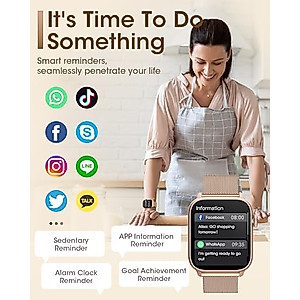 AKUMAKA Smart Watches for Women(Answer/Make Calls), 1.85'' HD Bluetooth 5.3 Smart Watch for Android Phones and iOS, Fitness Tracker Watch with Heart Rate/Sleep Monitor, IP68 Waterproof Sport Watch