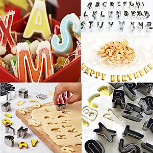 26pcs Alphabet Cookie Cutters Set Small Stainless Steel Letter Molds for Baking, Pastry, Fondant, Donuts Biscuit, Fruit, Cake Decorating Tools by ALNGFUIK