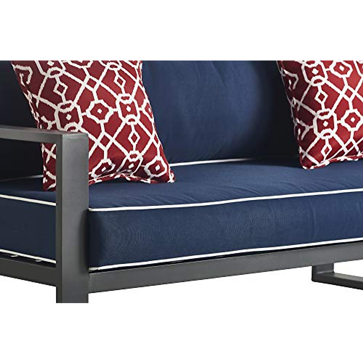 Tommy Hilfiger Monterey Modern Patio Outdoor Furniture Collection, Weather Resistant, Metal Frame, Sofa, Navy Blue & Dark Gray