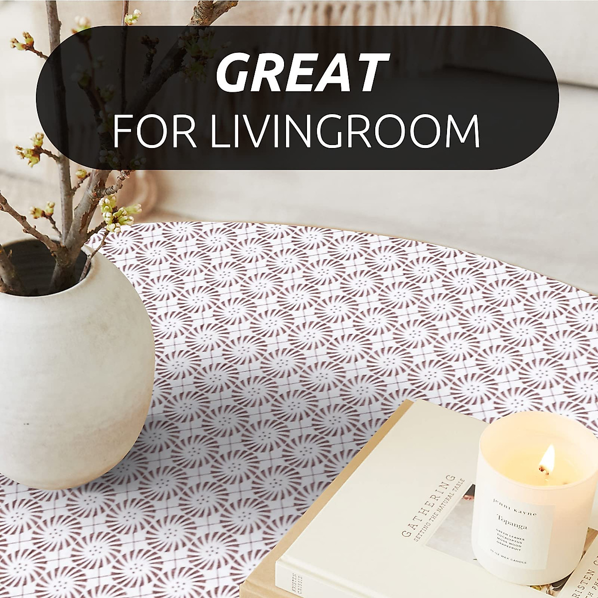 RAY STAR 12X120 Inch Shelf Liner for Kitchen Cabinets, Non-Adhesive Cabinet Liner Washable, PVC Drawer Liner for Dresser Non-Slip Bathroom (Circle)(1 Roll)