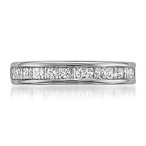 La4ve Diamonds Beyond Brilliance 1.00 Carat Channel Set Princess Cut Diamond Wedding Band Ring in 14K White Gold (I-J, I2-I3)