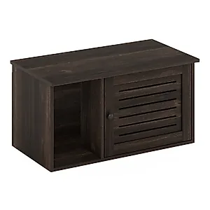 Furinno Peli Farmhouse Hidden Cat Litter Box with Divider, Ebony