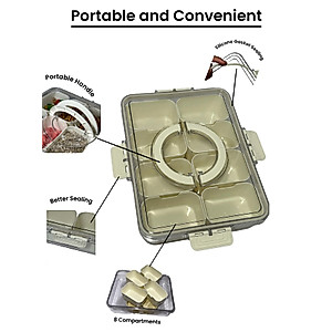 Generic Snack Box Container- Lunch Containers for Adults- Divided Serving Tray with Lid and Handle- Snack Tray Organizer- Snackle Charcuterie Boxes for, Adults, Travel, Party and Picnic., White