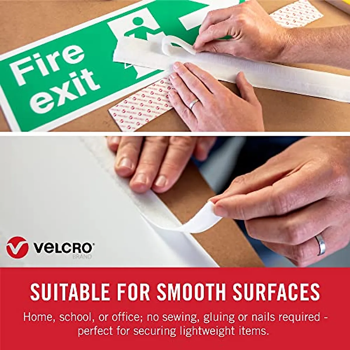 VELCRO Brand 5 Ft x 3/4 In | White Tape Roll with Adhesive | Cut Strips to Length | Sticky Back Hook and Loop Fasteners | Perfect for Home, Office or Classroom
