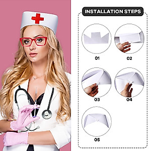 Halloween Costume Accessory,4Pcs Nurse Costume Set Sexy Halloween Cosplay Role Play Party Fancy Dress(Include Nurse Hat Headband and3pcs Accessories)