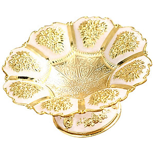 UPKOCH Buddhist Fruit Tray Offering Plate Footed Fruit Bowl Decorative Centerpiece Pedestals Bowl for Home Restaurant Party Fruit Candy Golden