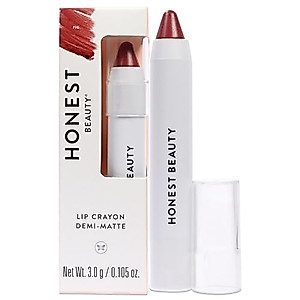 Honest Beauty Lip Crayon-Demi-Matte, Fig with Jojoba Oil & Shea Butter | Lightweight, High-Impact Color | EWG Certified + Dermatologist tested + Hypoallergenic & Cruelty free | 0.105 oz.
