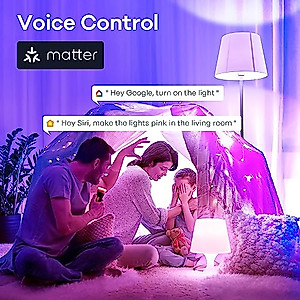 Linkind Matter WiFi Smart Light Bulbs Work with Apple Home, Siri, Google Home, Alexa, SmartThings, RGBTW Color Changing Light Bulbs Music Sync, Mood Lighting, 2.4Ghz WiFi Only A19 E26 60W 800LM 3 Pack