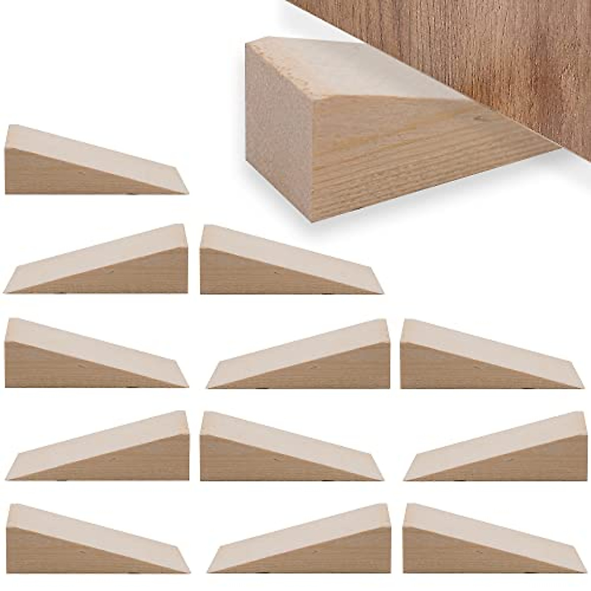 Wooden Door Stopper Non-Slip Door Stops Wooden Wedges Wood Door Stop Door Wedge for Bottom of Door Stopper Wedge Triangle Wood Block for Home Bedroom Office Living Room 3.9 * 1.2 * 1.2in (8pcs)
