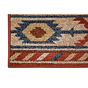 Nevita Collection Southwestern Native American Design Area Rug Rugs Geometric (Orange (Terra), 3 x 3)