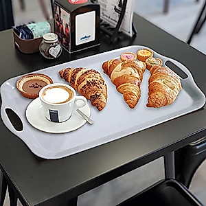 Large Melamine Serving Trays for Eating, 17.5’’ x 12’’ Serving Platter for Appetizer, Charcuterie, Food, Snack, Cupcakes, Dessert, BPA-Free, Dishwasher Safe Tray, Set of 2, White