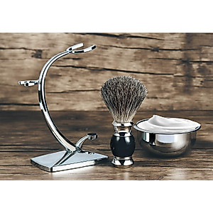 GRUTTI Shaving Brush Razor Stand with Soap Bowl, Safety Mens Razor Holder with Non Slip Base Shaving Kit for Men Boyfriend Husband Dad Birthday Fathers Day Gift