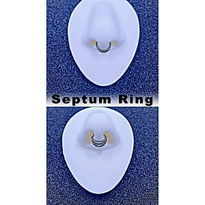 16G 8mm Silver Nose Rings Lip Septum Clicker Triple Open Stack Conch Daith Piercing Jewelry Snake Skin Cartilage Earring Hoop 316L Surgical Steel Conch Daith Helix Rook Lobe Earring Black Hoop Earring