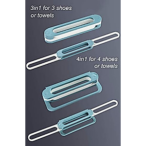 2PCS Bathroom Slippers Rack Wall Mounted Shoe 4in1Organizer Rack Folding Slippers Holder Shoes Hanger Punch-Free Storage Towel Racks (Blue)