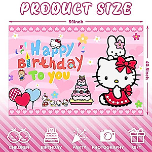 Kitty Party Backdrop Happy Birthday Decorations Banner Photography Background Pictures for Kids Girls Ladies Baby Shower Birthday Party Supplies Decor, 5x3 FT