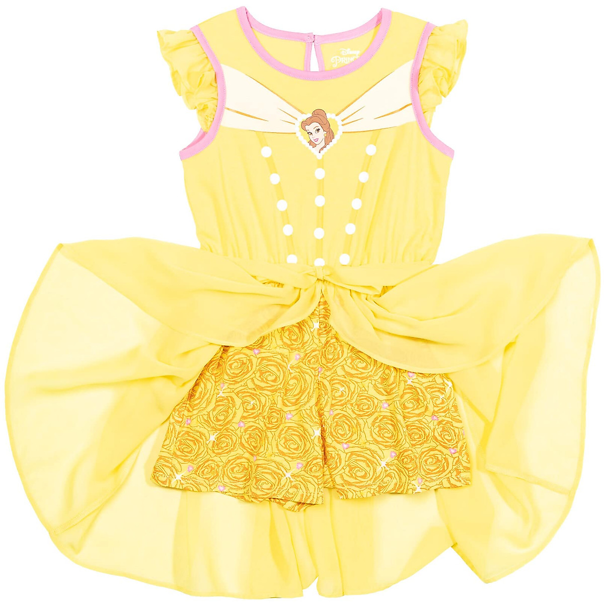 Disney Princess Belle Little Girls Romper With Skirt Overlay 7-8