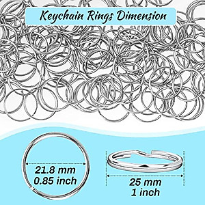 PAXCOO 200Pcs Split Key Rings Bulk for Keychain and Crafts, 1 inch (25mm)
