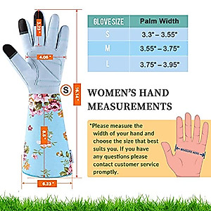WANCHI Long Garden Gloves for Women Gardening Gloves Thorn Proof Rose Pruning Gloves Women's Light Protective Work Gloves for Yard & Outdoor Work Blue Small
