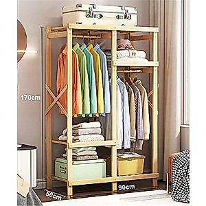 ZJDU Solid Wood Garment Rack,Clothing Garment Rack with Shelves, Minimalism Wardrobe Closet Organizer, Heavy Duty Clothing Rack,for Home Office Hallway Bedroom