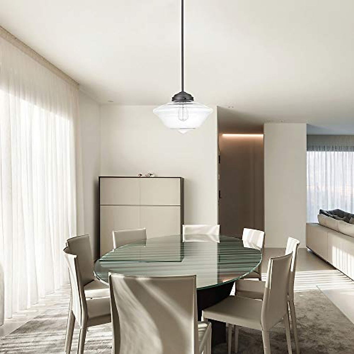 Globe Electric 60392 Sloane 1-Light Pendant, Dark Bronze, Clear Glass Shade