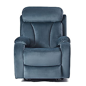 QKFF Power Lift Chair Recliners for Elderly, Modern Adult Power Lift Recliner, Velvet Upholstery Electric Lift Chair Recliner with Side Pocket for Living Room (Blue)