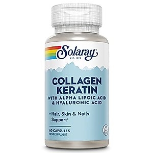 SOLARAY Type I, II & III Collagen Keratin | ALA & Hyaluronic Acid | Hair, Skin & Joint Health Support, 60 Caps, 30 Serv.