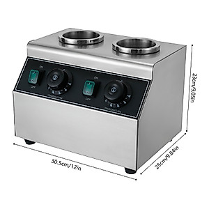 Electric Sauce Bottle Warmer, 0.72 x 2Qt Commercial Nacho Cheese Warmer,86-176°F Hot Fudge Cheese Caramel Jam Sauce Warmer