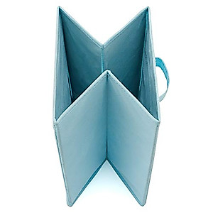 EZOWare Set of 12 Foldable Basket Bin Collapsible Storage Cube For Nursery, Kids Toys Organizer, Shelf Cabinet - (White + Light Blue)